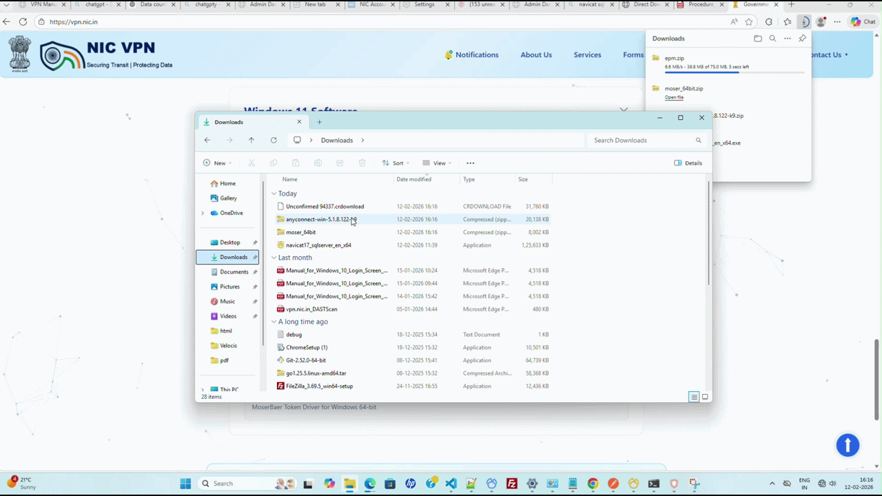 Procedure to Connect NIC VPN for GEP Users (Windows)